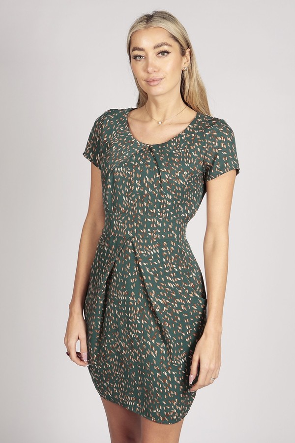 Tenki Short Sleeve Patterned Tulip Dress In Green - ShopStyle Platforms