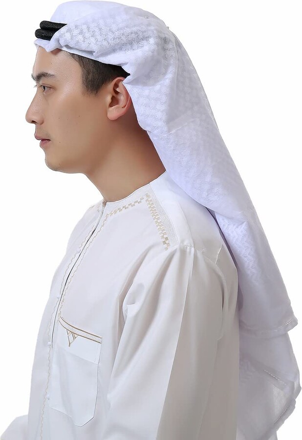 JIAHG Men Arab Shemagh Headwear Muslim Dubai Male Turban Neck Wrap ...