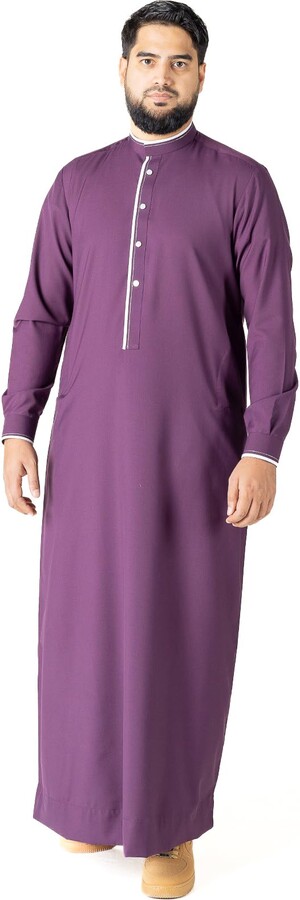 alqamees Mens Thobe Exclusive Long Sleeve Kaftan Traditional Islamic ...
