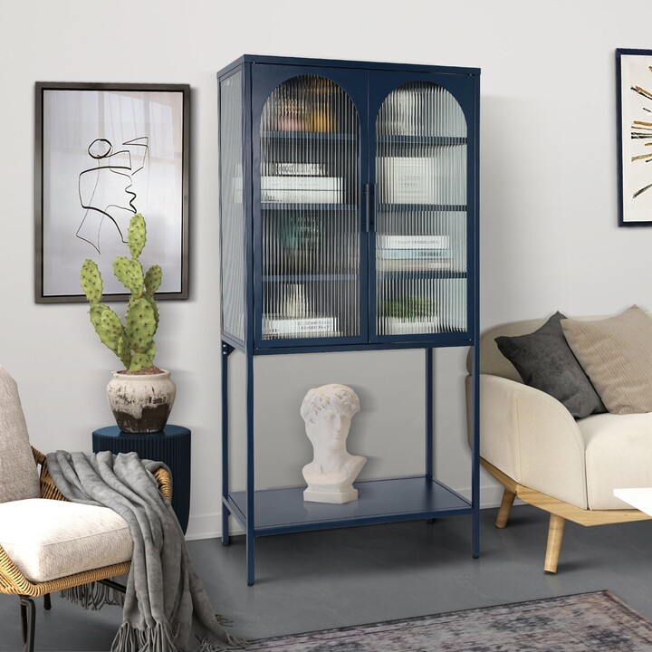 Stylish Tempered Storage Cabinet with Adjustable Shelves - ShopStyle
