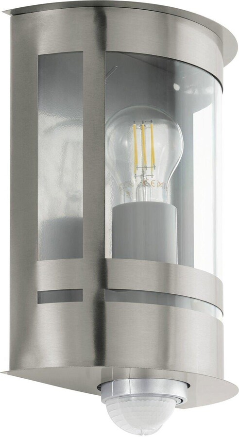 Loops IP44 Outdoor Wall Light & PIR Sensor Stainless Steel 1 x 60W E27 ...