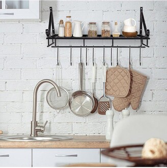 Living and Home 90cm Kitchen Metal Shelves Saucepan Pan Pot Rack ...