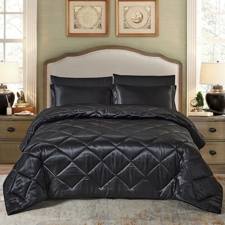 Snake River Décor 8 Pic Silky Satin Comforter Set Soft Luxury Quilted ...