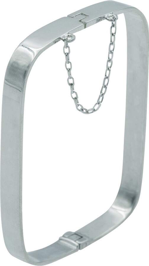 Edge Only - Hinged Rectangular Bangle In Sterling Silver With Safety Chain - ShopStyle Bracelets