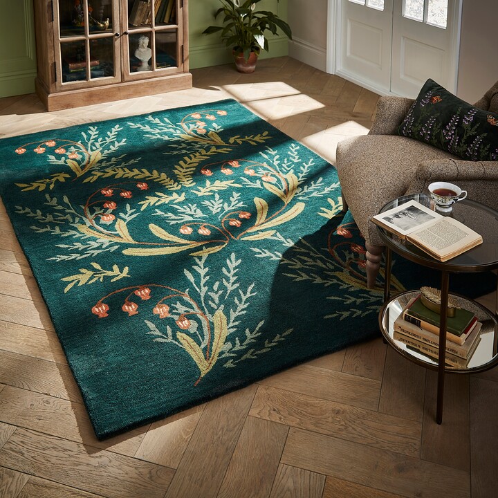 Natural History Museum Moorland Floral Wool Rug Green - ShopStyle