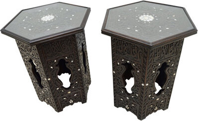 The Moroccan Room Syrian Glass Hexagonal Pedestal End Table - ShopStyle