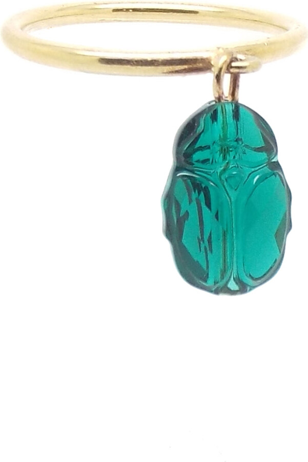 Salome Women's Green / Gold Emerald Scarab Ring - ShopStyle
