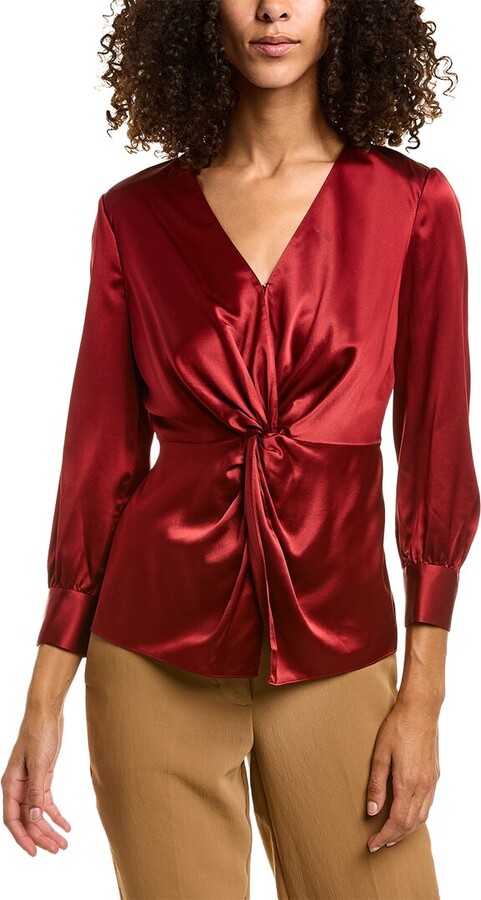 Theory Twist Silk-Blend Blouse - ShopStyle Tops