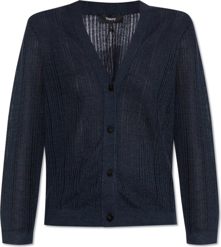 Theory Button-Up Cardigan, , Navy - Blue - ShopStyle
