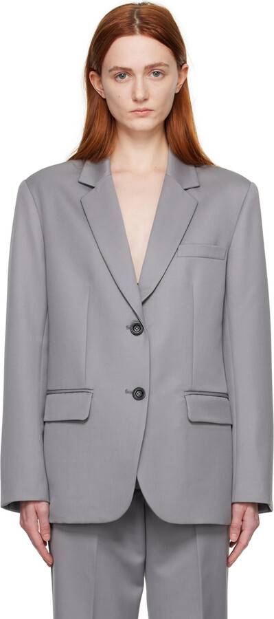 Anine Bing Gray Classic Blazer - ShopStyle