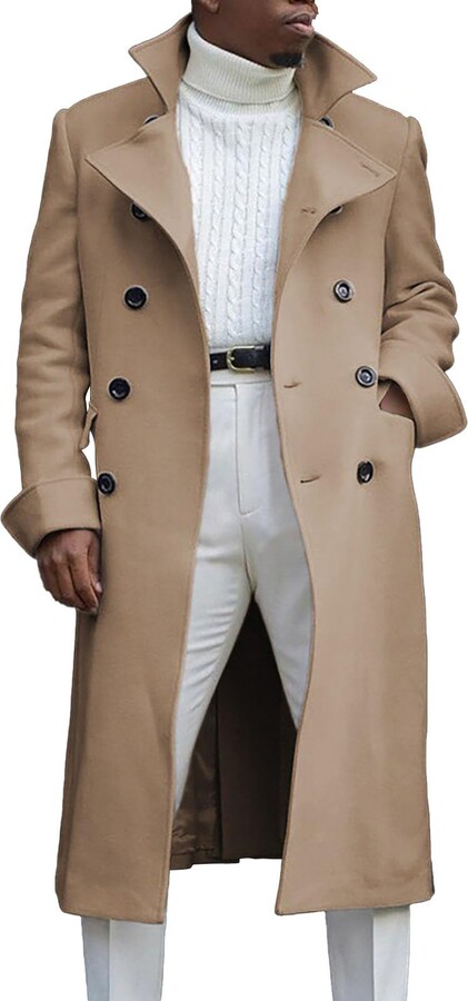 Generic Long Jacket Men Mens Duffle Coats丨Mens Trench Coat Wool Blend ...