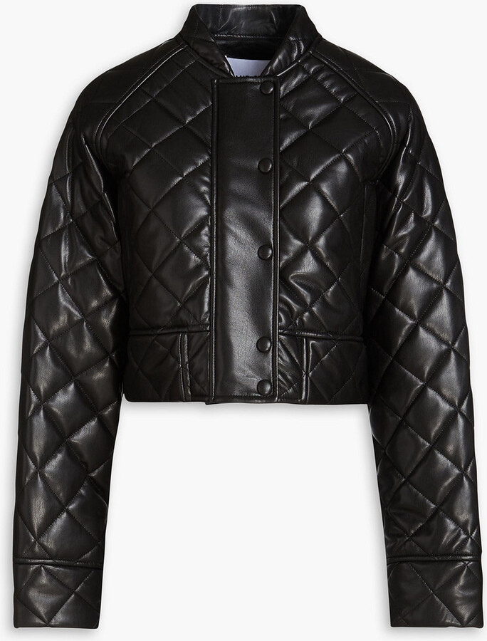 Stand Studio Ava cropped quilted faux leather jacket - ShopStyle