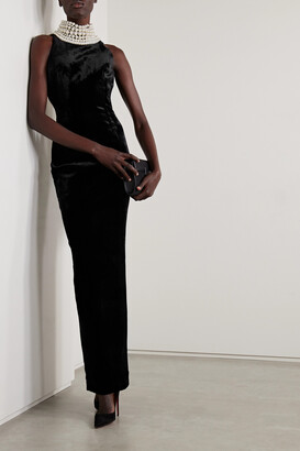 Balmain Embellished Gathered Stretch-jersey Maxi Dress - Antique rose ...