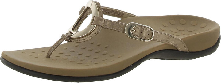 Vionic Rest Karina Womens Leather Metallic Slide Sandals - ShopStyle