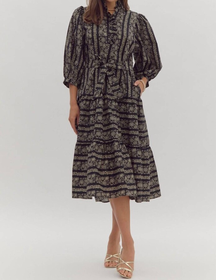 Entro Melissa Midi Dress In Black - ShopStyle