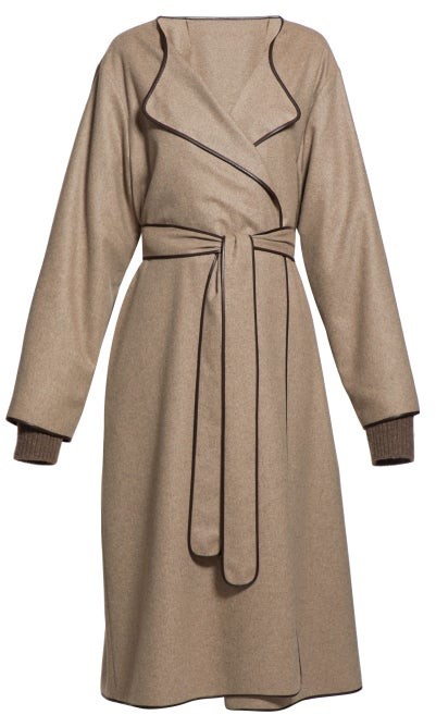 The Row Helga Belted Leather-trim Felt Coat - Light Brown - ShopStyle