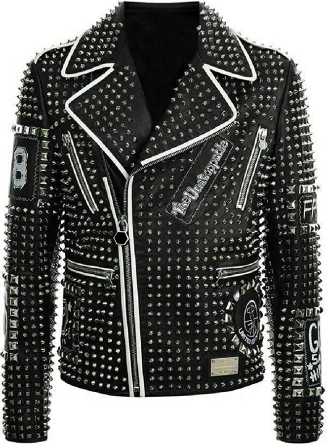 LP-FACON Cafe Racer Leather Jacket - Vintage Racing Jacket - Studded ...