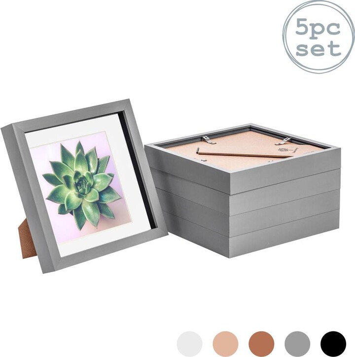Nicola Spring 3D Box Photo Frames - 8 x 8" with 6 x 6" Mount - Grey Mount - Pack of 5 - One Size ...