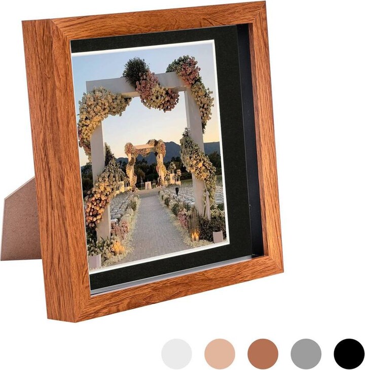 Nicola Spring 3D Box Photo Frame - 8 x 8" with 6 x 6" Mount - Grey ...