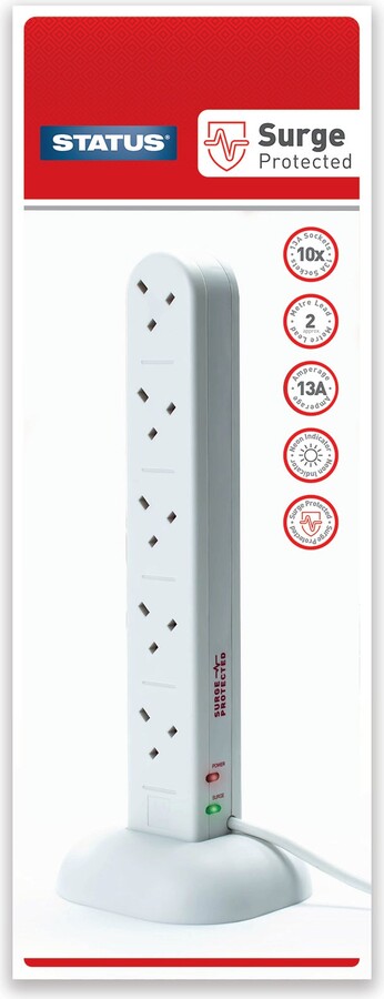 Dunelm Status 10-way 2 Metre Tower Extension Socket White - ShopStyle Ceiling Lighting