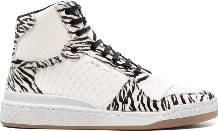Saint Laurent Zebra-Print High-Top Sneakers - ShopStyle