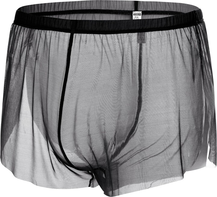 JINSHI See Through Mesh Underwear Mens Sexy Boxer Briefs Transparent ...