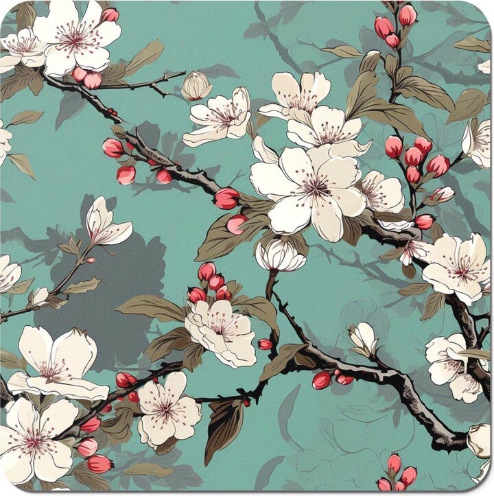 Warren Reed - Designer Pink Blossom Asian Design Coasters - Set of 4 ...