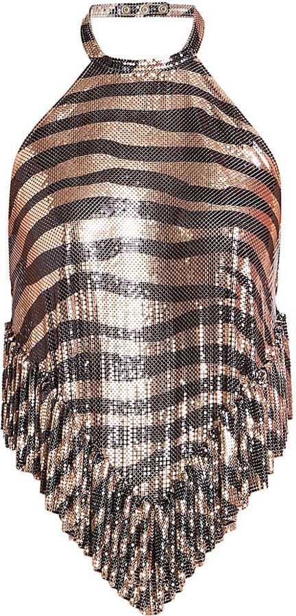 Rabanne Tiger-Print Chainmail Halter Top - ShopStyle