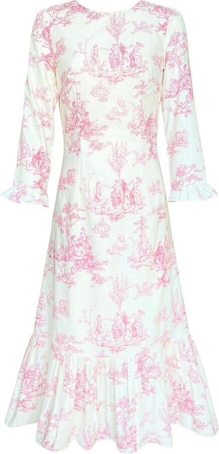 OctoberEighteen - Clare Midi Dress In Toile De Jouy Cotton - ShopStyle