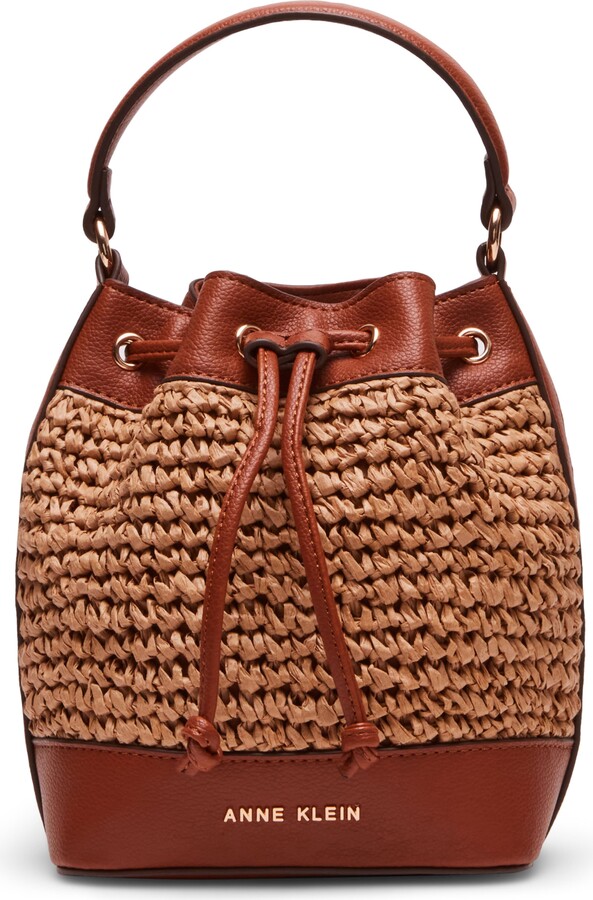 Anne Klein Woven Straw Bucket Bag - ShopStyle