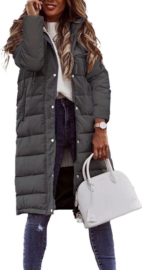 Oniissy Long Coat for Women Winter Padded Puffer Parka Jacket Cotton ...