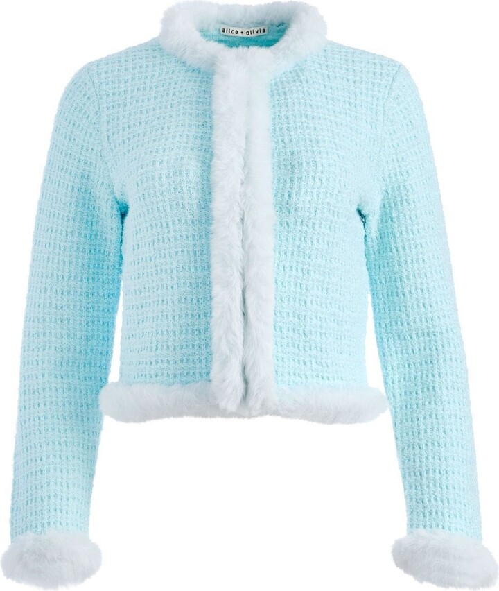 Alice + Olivia Faux Fur-Trimmed Cardigan - ShopStyle