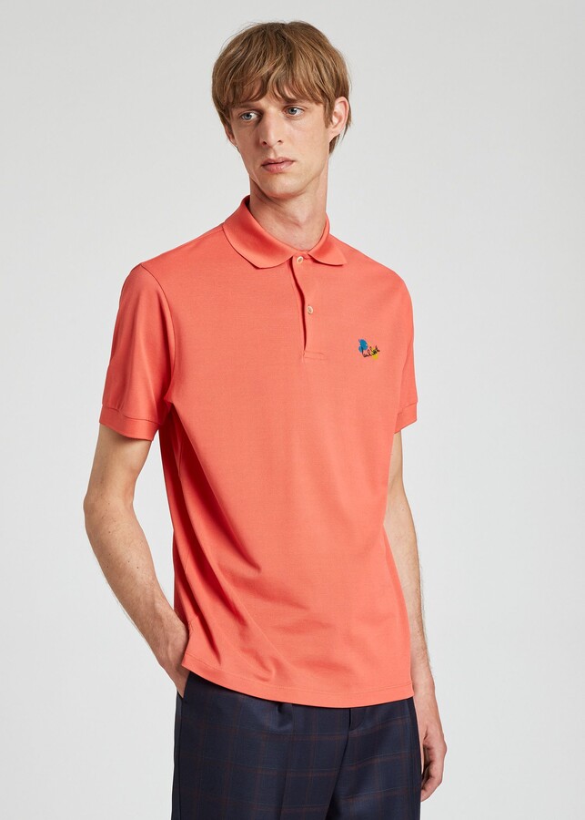 Paul Smith Men's Coral 'Paint Splatter' Cotton Polo Shirt - ShopStyle