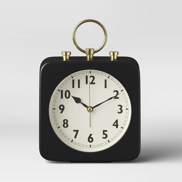 Threshold 5" Square Alarm Clock Black Vintage-Style for Bedroom, Desk ...