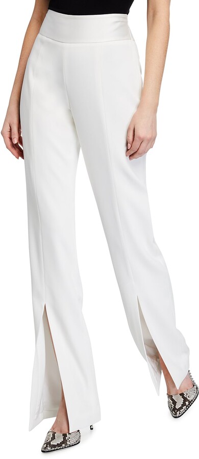 SIMKHAI Satin-Combo Front-Slit Pants - ShopStyle Trousers