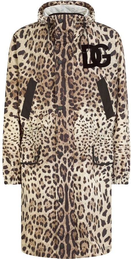 Dolce & Gabbana logo-patch leopard-print raincoat - ShopStyle