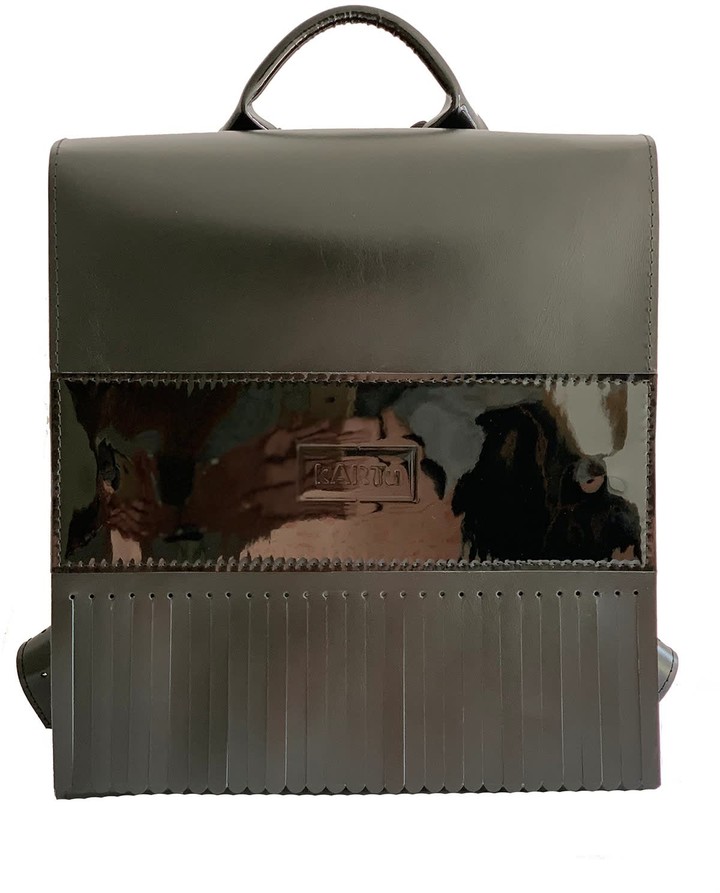 Kartu Studio Natural Leather Backpack Verbena - Black/Glossy/Reptile ...
