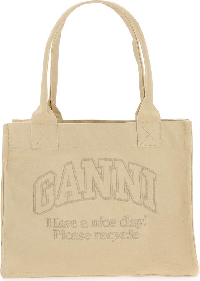 Ganni Tote Bag With Embroidery - ShopStyle