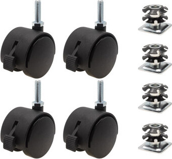 Outwater 1-1/8in. Square Metal Double Star Caster Inserts With Brakes ...