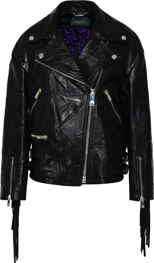 Versace Black Leather Jacket - ShopStyle