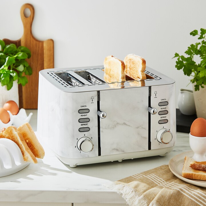 Dunelm 4 Slice 1.5kw Toaster White Marble - ShopStyle