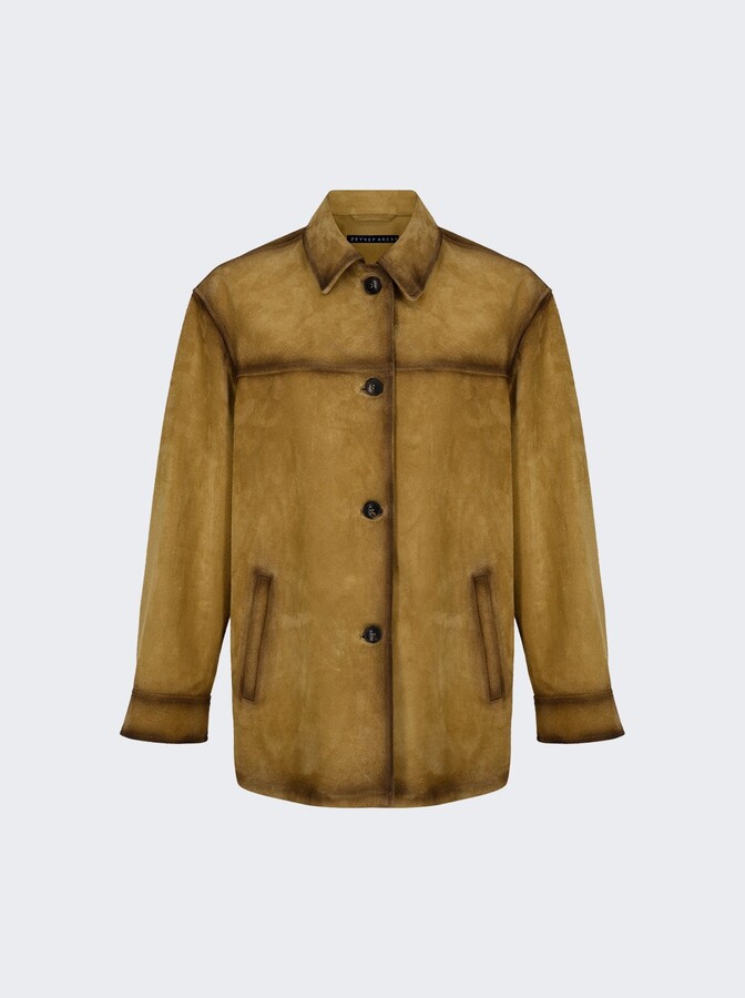 ZEYNEP ARCAY Calf Split Leather Jacket Light Honey - ShopStyle