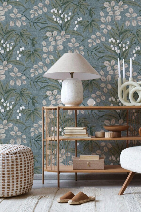 Superfresco Easy Persephone Duck Egg Leaves Wallpaper - ShopStyle