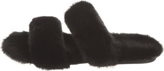 Saint Laurent Mink Slides - ShopStyle