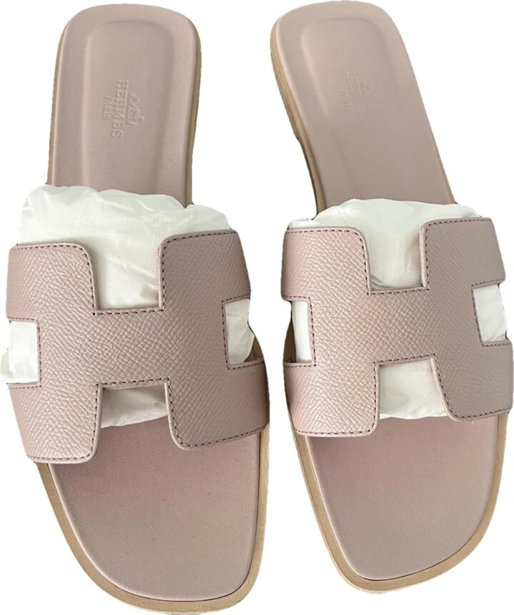 Hermes Oran leather mules - ShopStyle