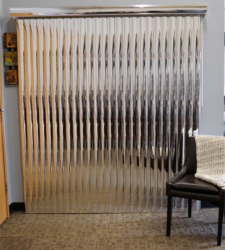 BlindDen Silver Mirror Vinyl Vertical Blind, CORDLESS - ShopStyle Decor