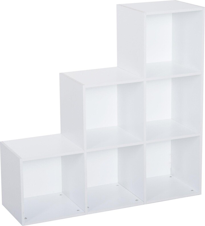 HOMCOM L Shaped Storage Cabinet Closet Organiser Bookcase with 6 Cube ...