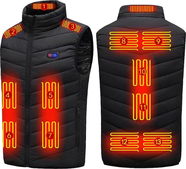Seoilty Mens Retro Pile Fleece Jacket 13- Charging Gear USB Vest Men's ...