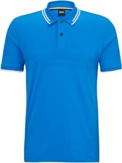 HUGO BOSS Interlock-cotton slim-fit polo shirt with jacquard stripes ...