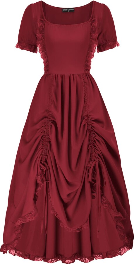 Scarlet Darkness Women Victorian Renaissance Dress Ruffle High Low ...